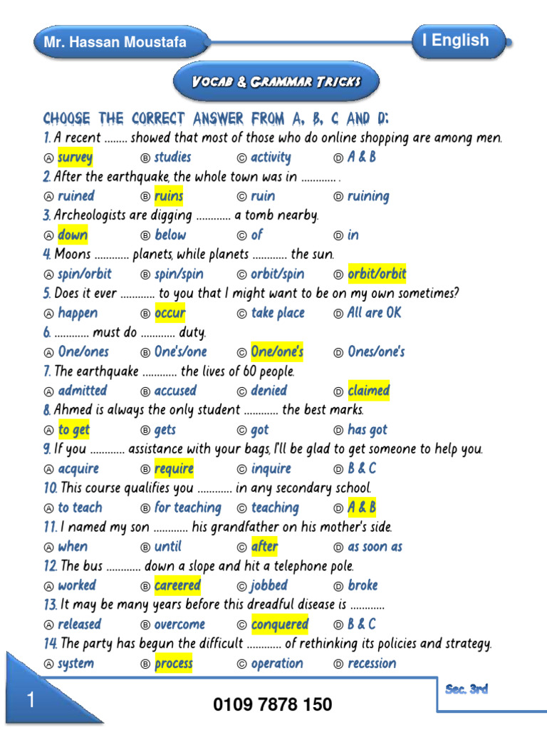 tricky notes 3 ثانوي | PDF | Home & Garden | Art