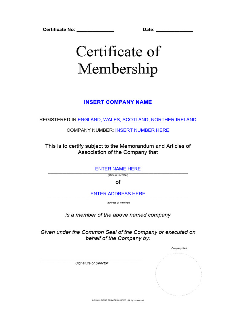 Certificate of Membership | PDF | Finance & Money Management