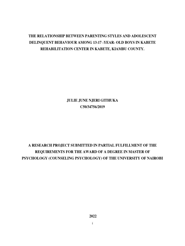 Githuka J The Relationship Between Parenting Styles And Adolescent