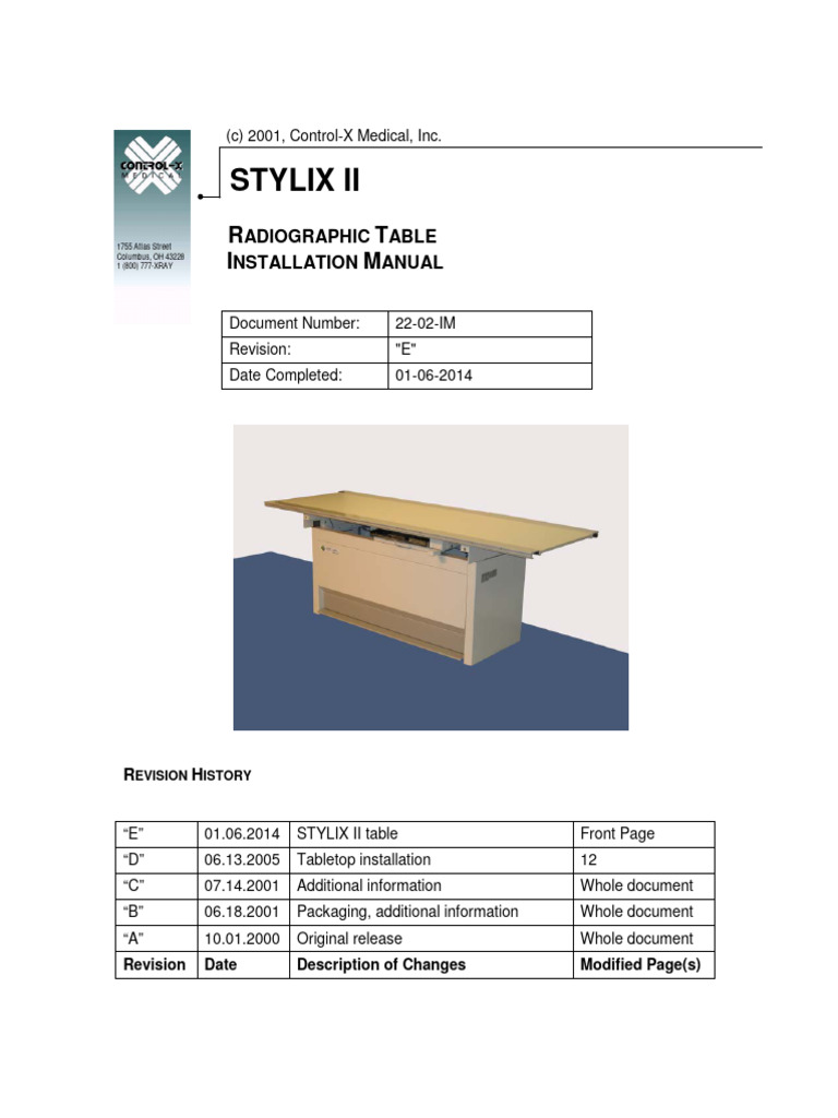 STYLIX II Manual | PDF | Radiography | Bearing (Mechanical)