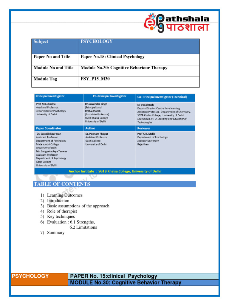 Cog Beh Therapy | PDF | Psychotherapy | Cognitive Behavioral Therapy