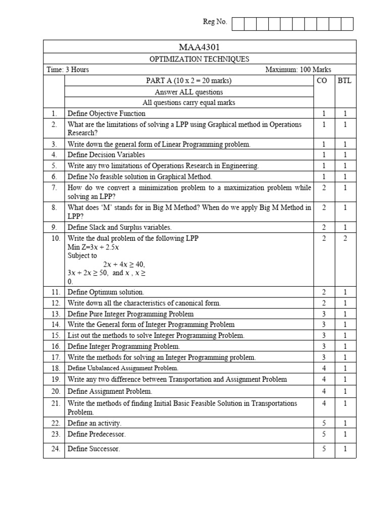 QB-MAA4301-OT-ODD-2023-2024 | PDF | Mathematical Optimization | Computer Programming