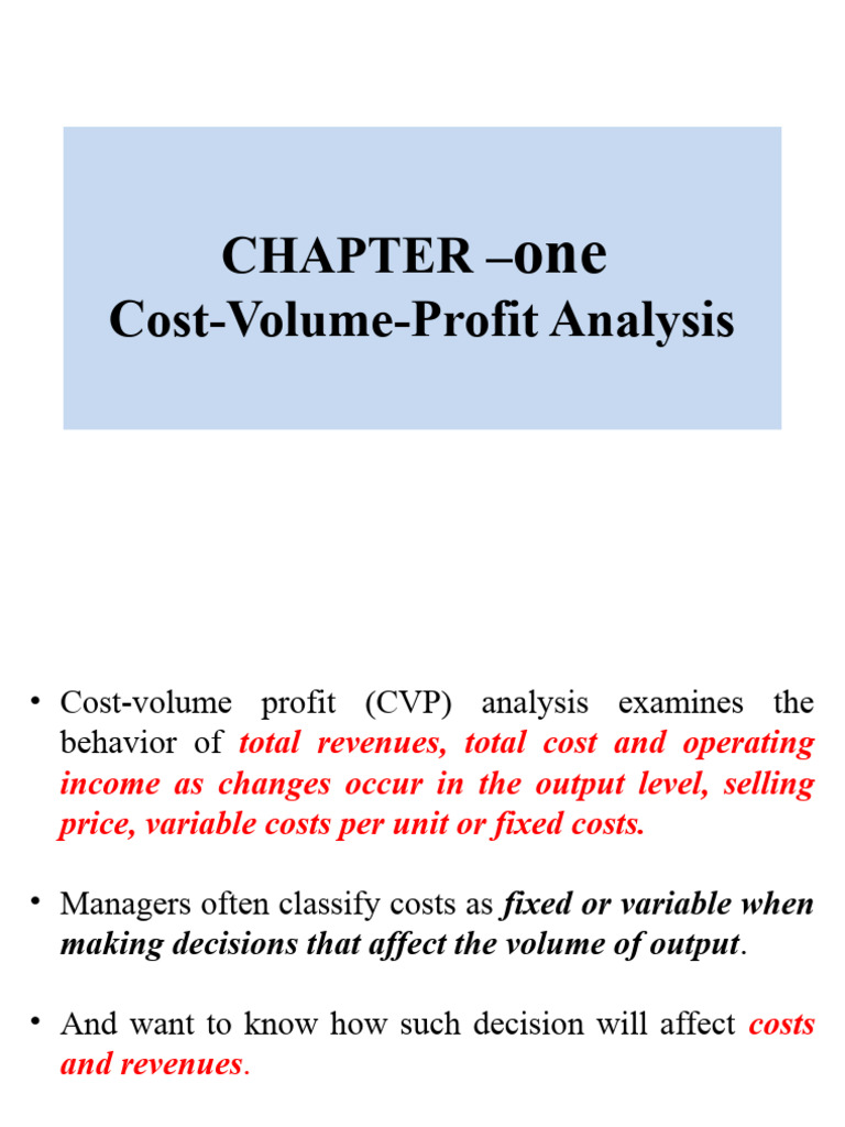 Cost Volume Profit Analysis | PDF | Business Economics | Economics