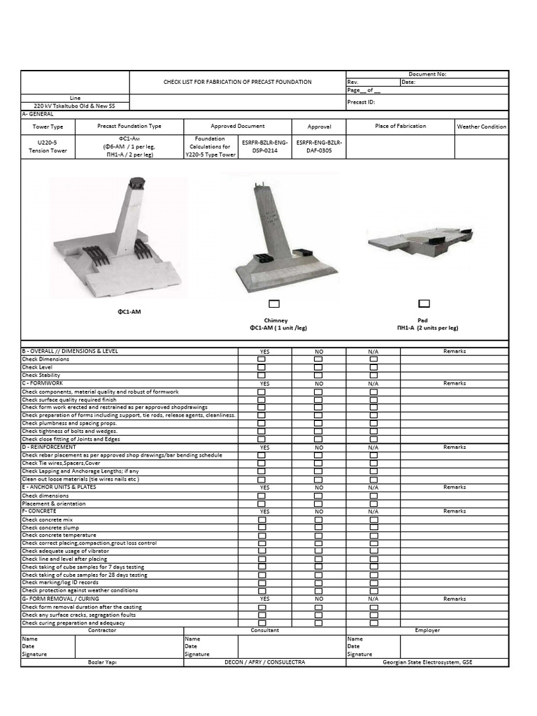 Check List For Precast - Manufacturing | PDF | Concrete | Precast Concrete