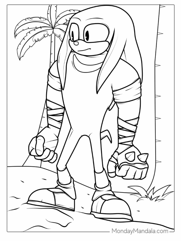 Knuckles The Echidna Coloring Page | PDF