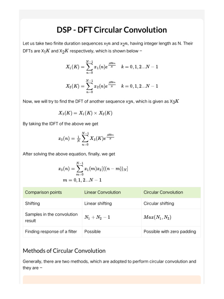 DSP - DFT Circular Convolutionece | PDF | Discrete Fourier Transform ...