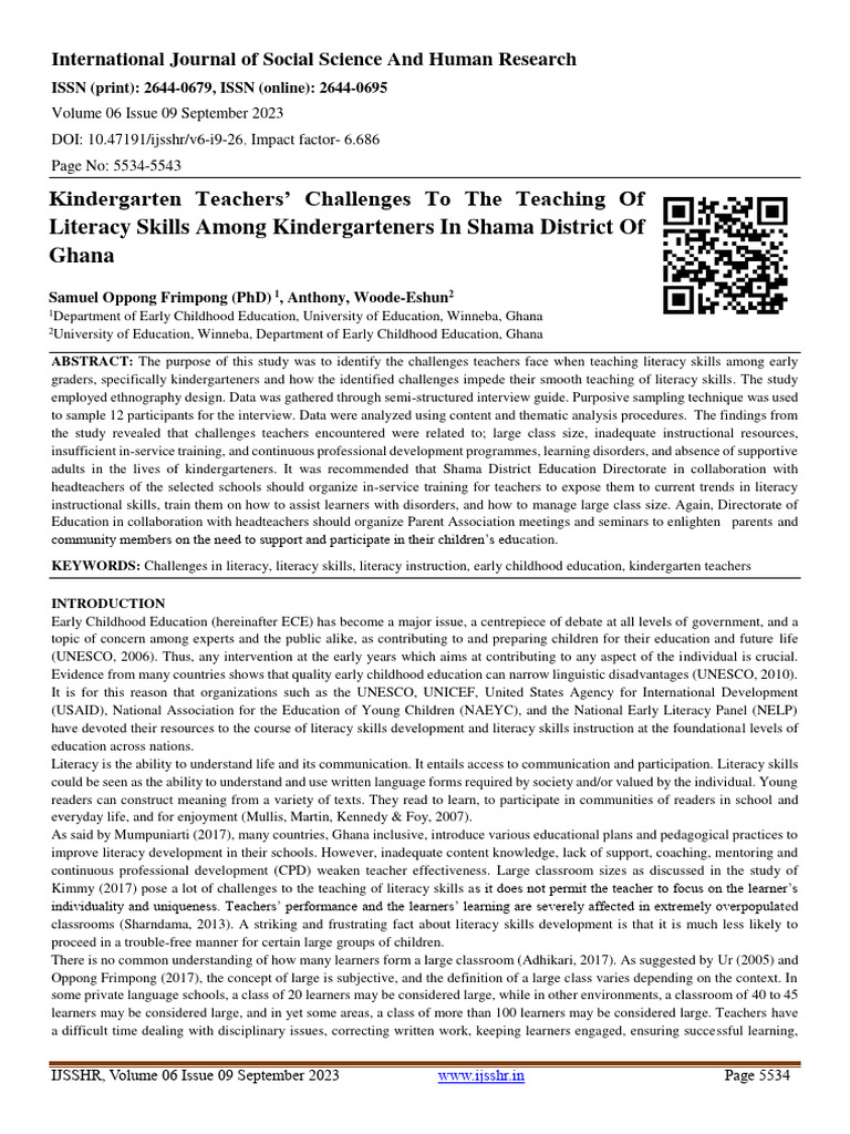 Kindergarten Teachers Challenges To The Teaching | PDF | Dyslexia ...