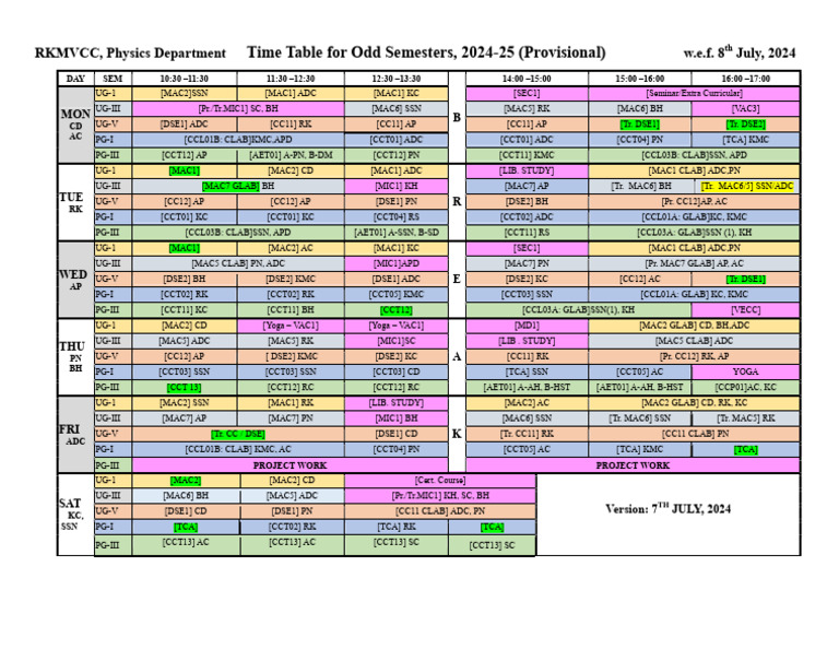Physics Routine Provisional1 | PDF