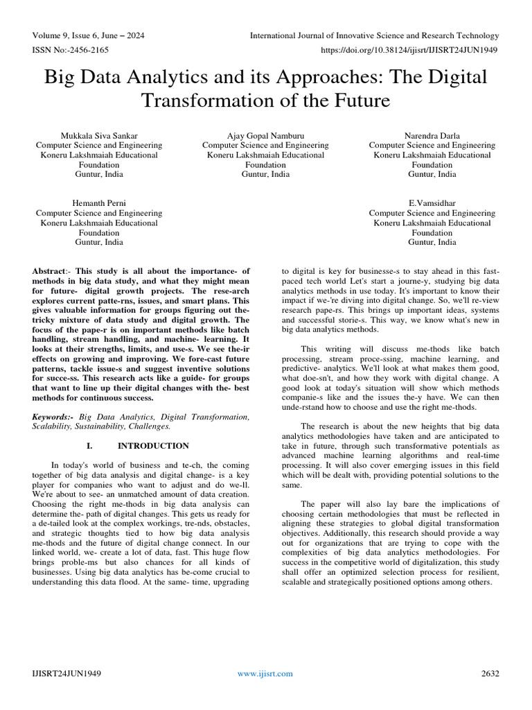 Big Data Analytics and Its Approaches: The Digital Transformation of ...