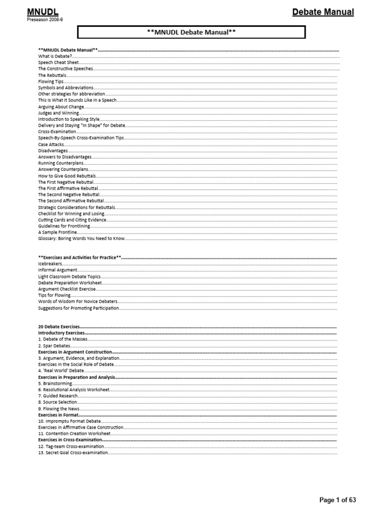 MNUDL Debate Manual | PDF | Policy