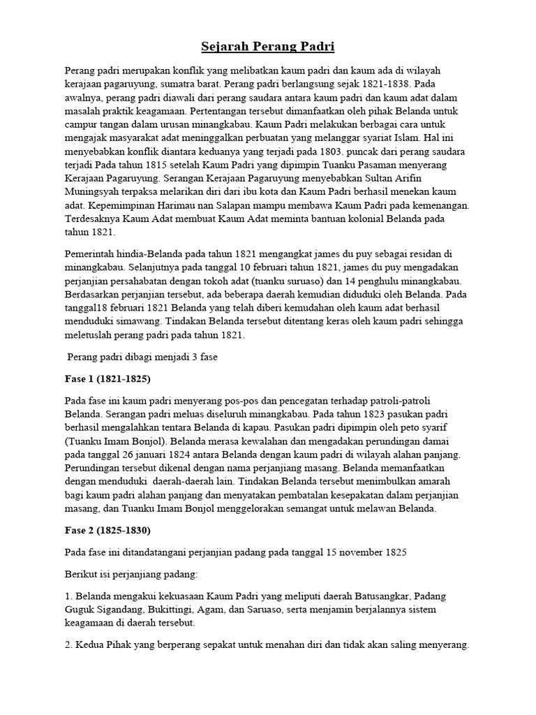 Sejarah Perang Padri | PDF