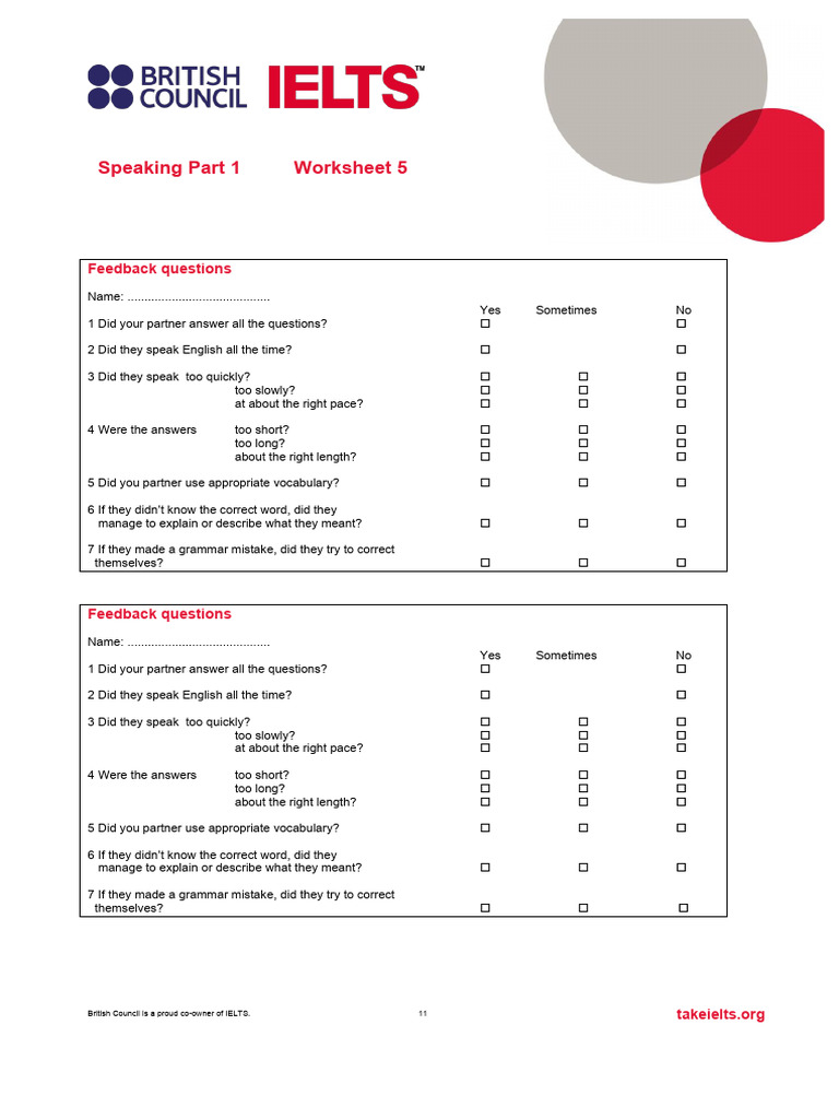 Speaking part 1 | PDF