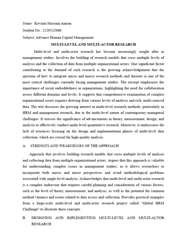 Advance HCM - Chapter 3 | PDF | Multilevel Model | Methodology