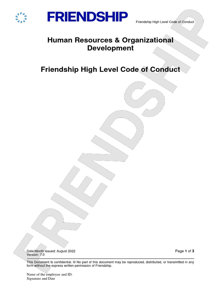 Friendship Code of Conduct Overview | PDF | Human Resources | Social Ethics