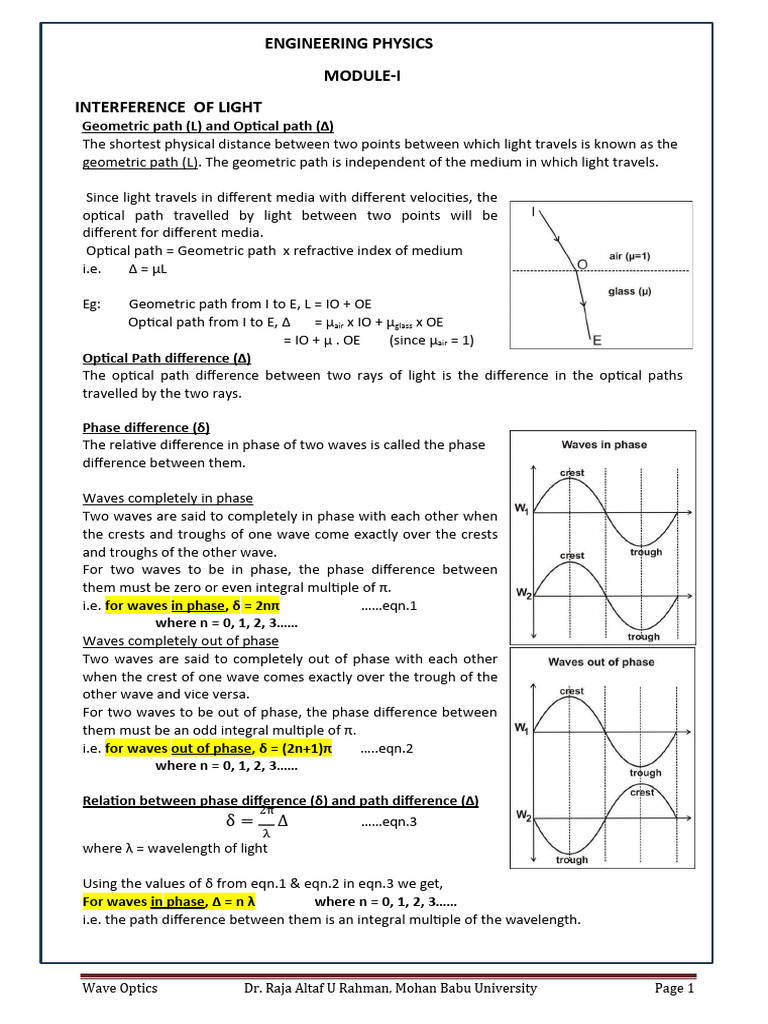 Module 1 | PDF | Optics | Electromagnetic Radiation