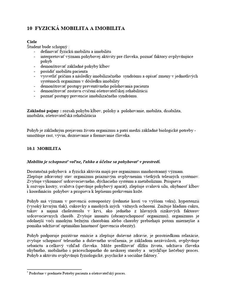 10 Fyzická mobilita a imobilita | PDF
