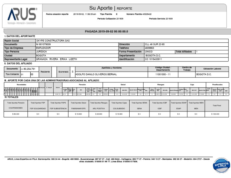 Planilla Pila | PDF | Chile | Servicios financieros