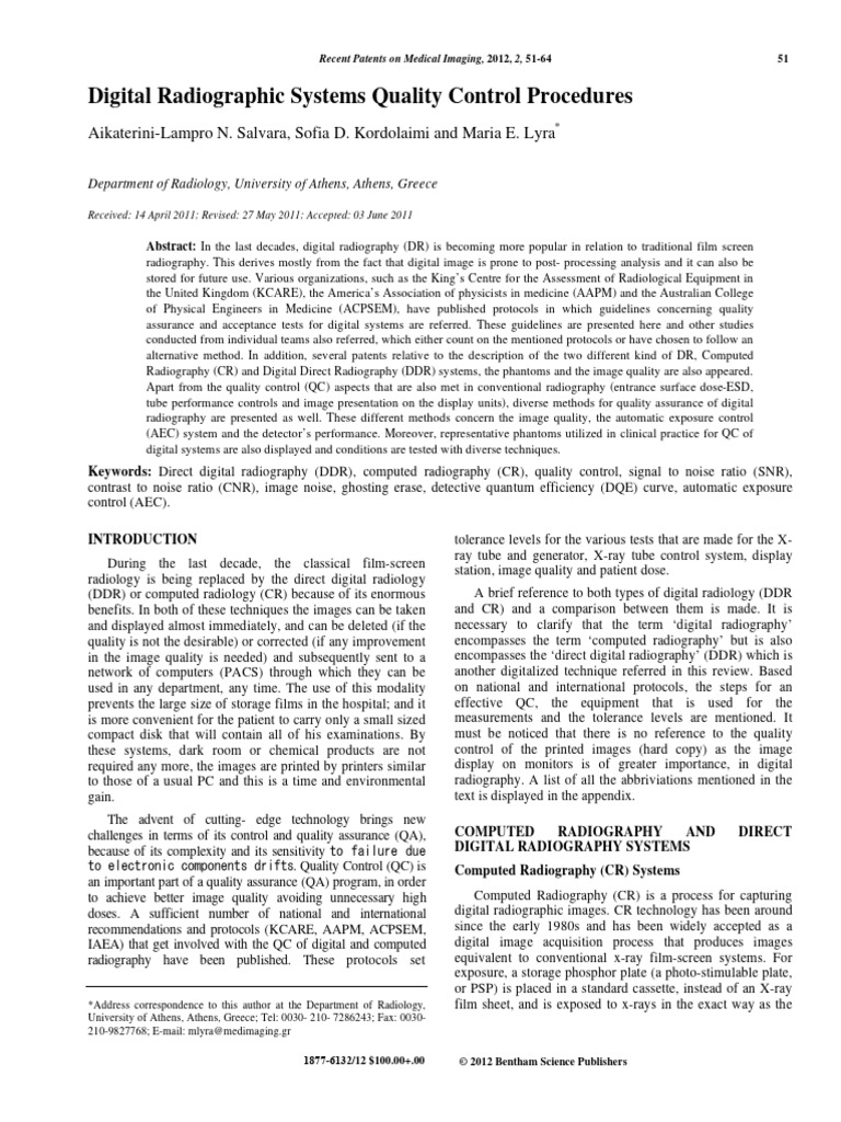 Digital Radiographic Systems Quality Con | PDF | Radiography | Contrast (Vision)