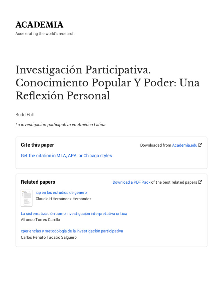 Investigació Participativa. Conocimiento Popular | PDF | Conocimiento ...