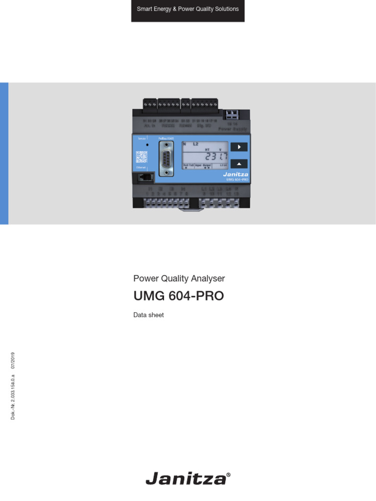 Power Quality Analyser UMG 604 PRO Datasheet | PDF | Port (Computer Networking) | File Transfer ...