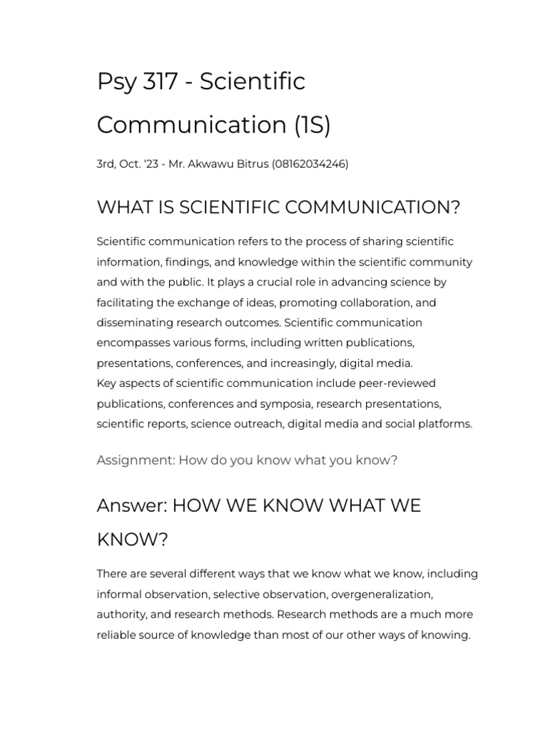 Understanding Scientific Communication | PDF | Clause | Subject (Grammar)