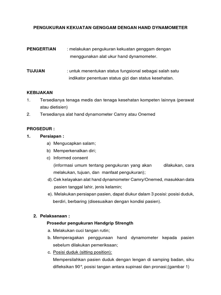 Spo Pengukuran Kekuatan Genggam Dengan Hand Dynamometer | PDF ...