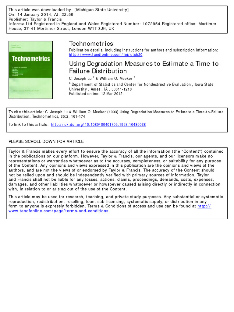Technometrics | PDF | Reliability Engineering | Regression Analysis