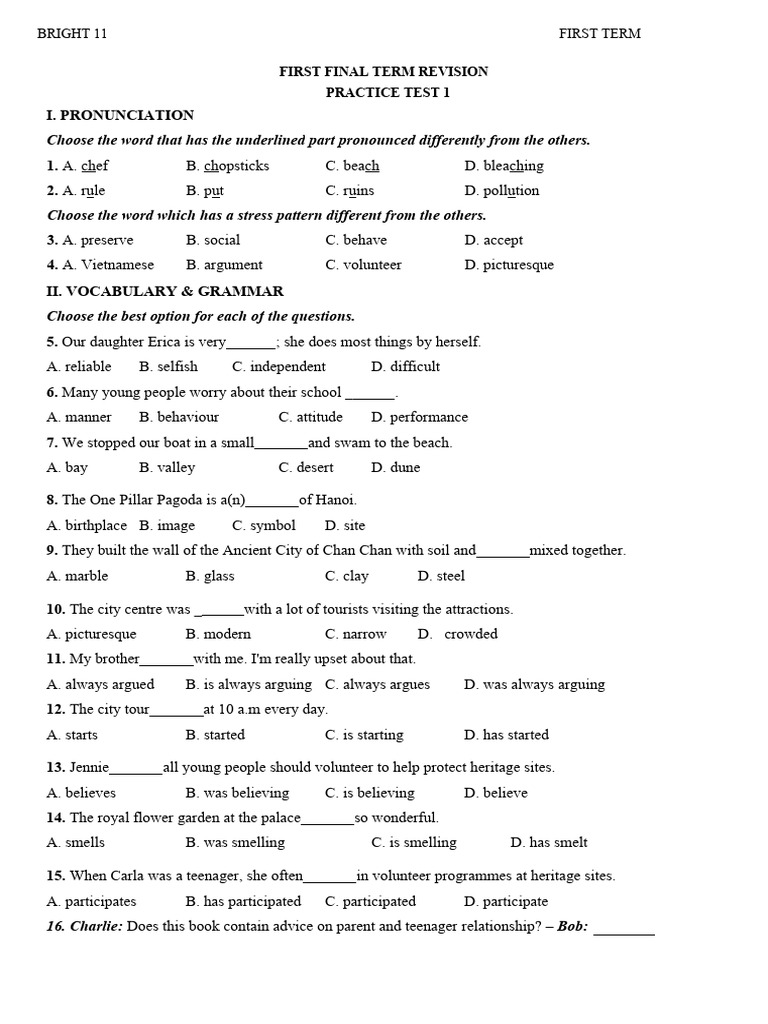 First Term Revision Test Guide | PDF | Natural Environment