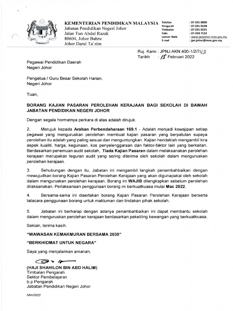 Borang Kajian Pasaran Perolehan | PDF