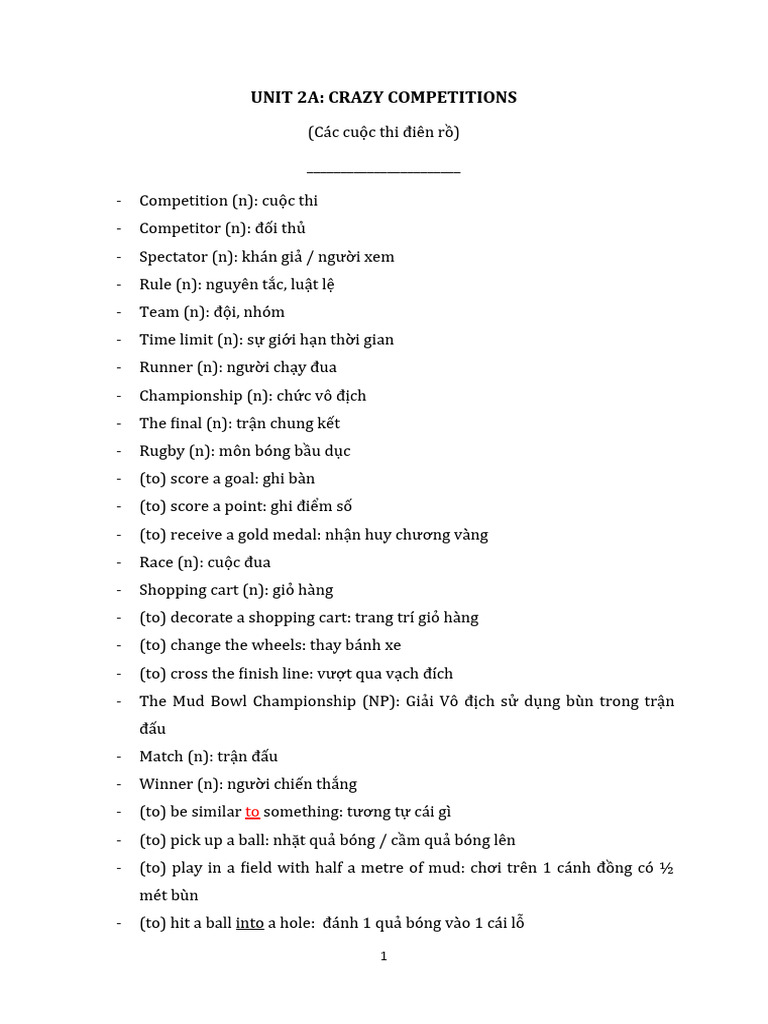 Vocabulary Unit 2 | PDF