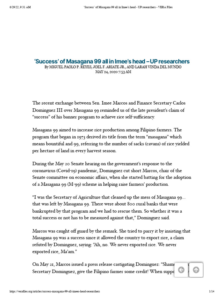 Masagana 99's Controversial Legacy | PDF | Social Science | Science ...