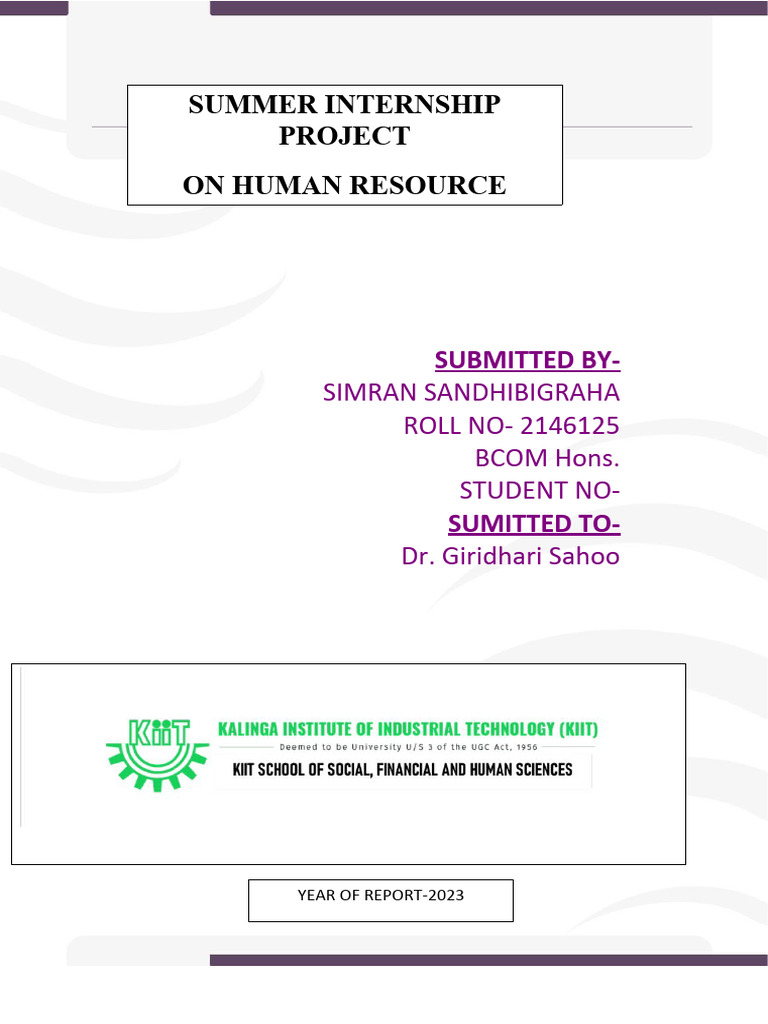 SIP REPORT-Simran Sandhibigraha | PDF | Human Resources | Consultant