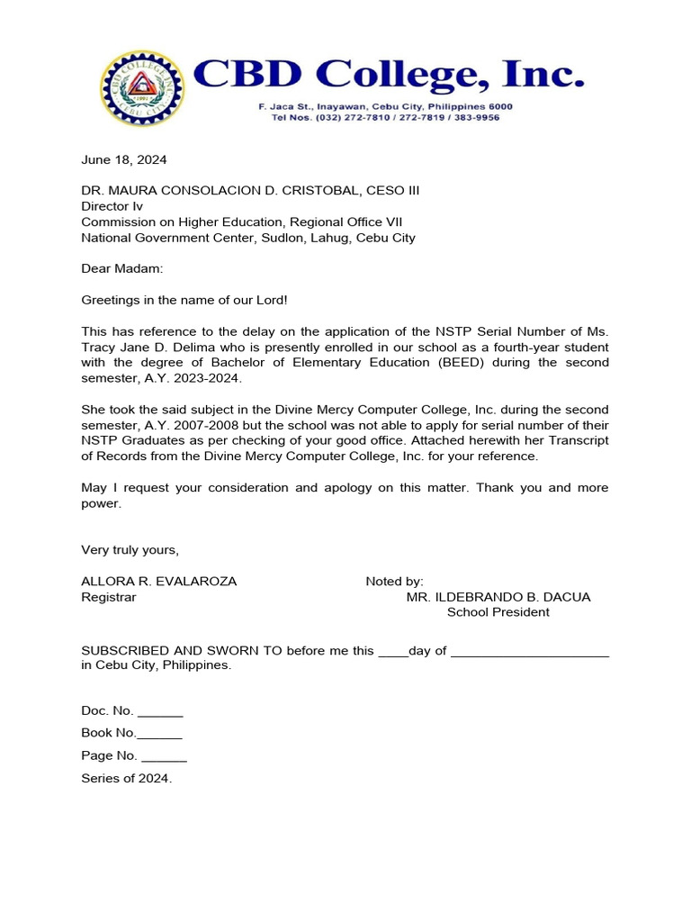 NSTP Serial Number Application Delay | PDF