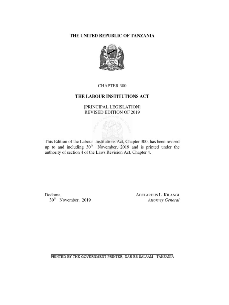 Labour Institutions Act 2019 Overview | PDF | Arbitral Tribunal | Mediation