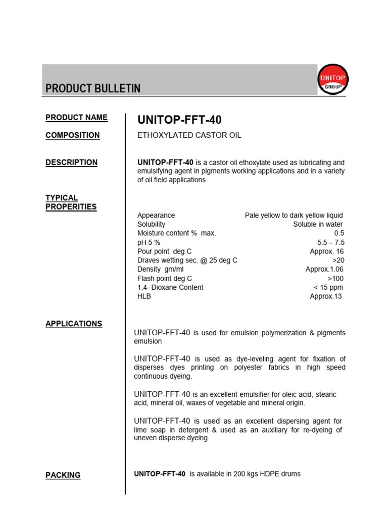 Unitop-Fft-40 TDS | PDF | Oils | Liquids