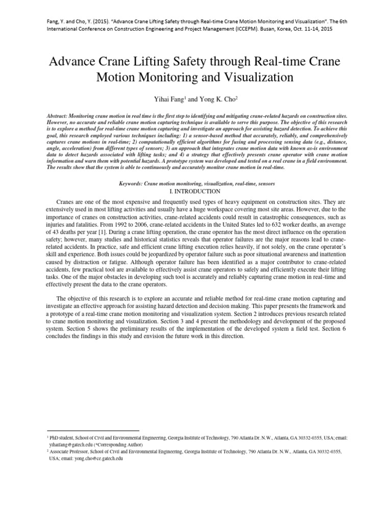 Real-Time Crane Motion Monitoring System | PDF | Crane (Machine ...
