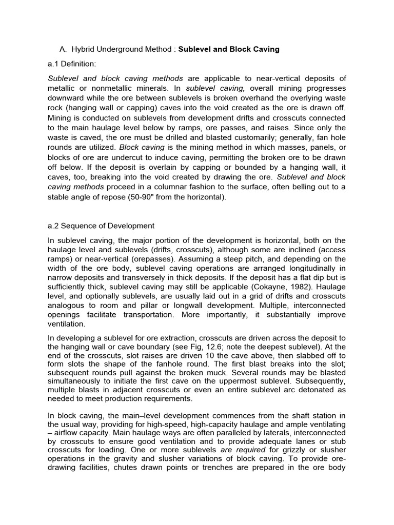 Hybrid Underground Mining Methods Explained | PDF | Mining | Minerals