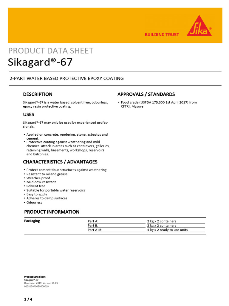 Sikagard®-67 Product Data Sheet | PDF | Concrete | Humidity