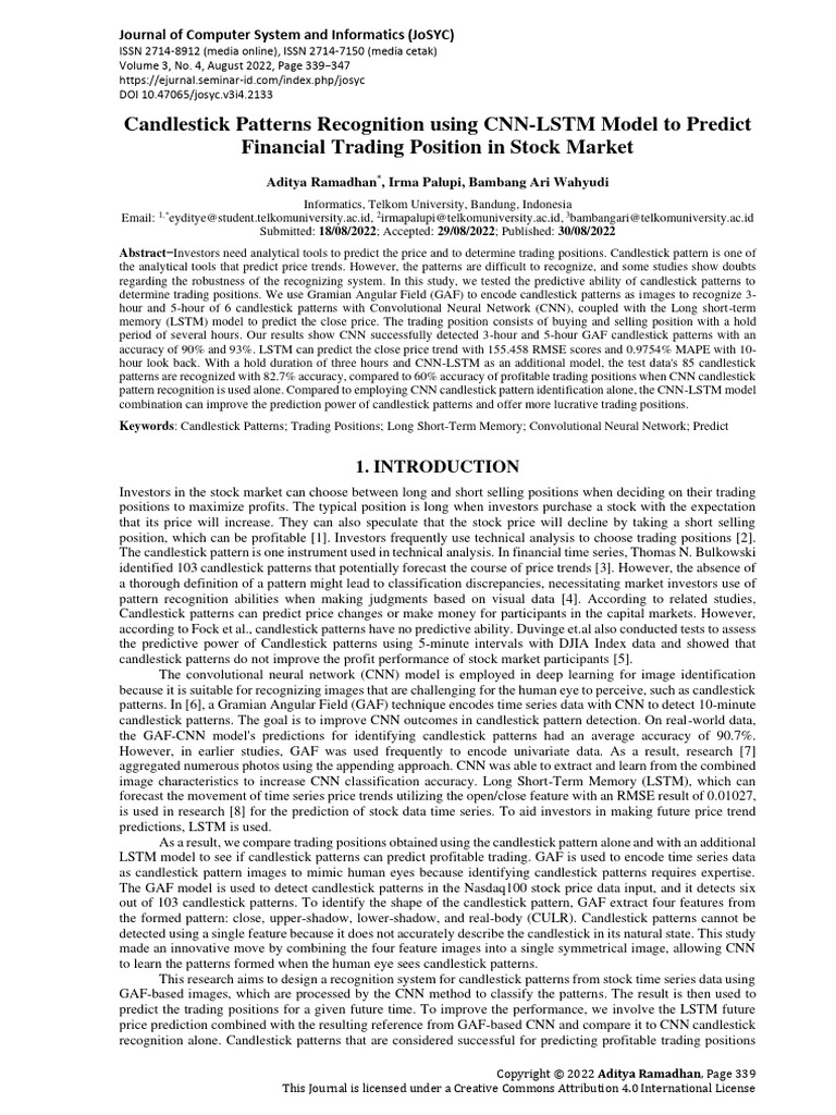 Candlestick Patterns Recognition Using CNN-LSTM Mo | PDF | Applied Mathematics