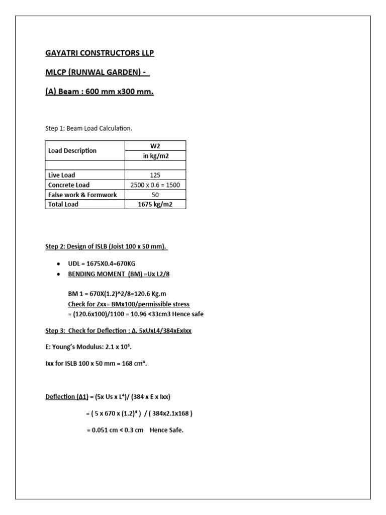 MLCP Slab Shuttering Designe Calculation | PDF | Structural Engineering ...