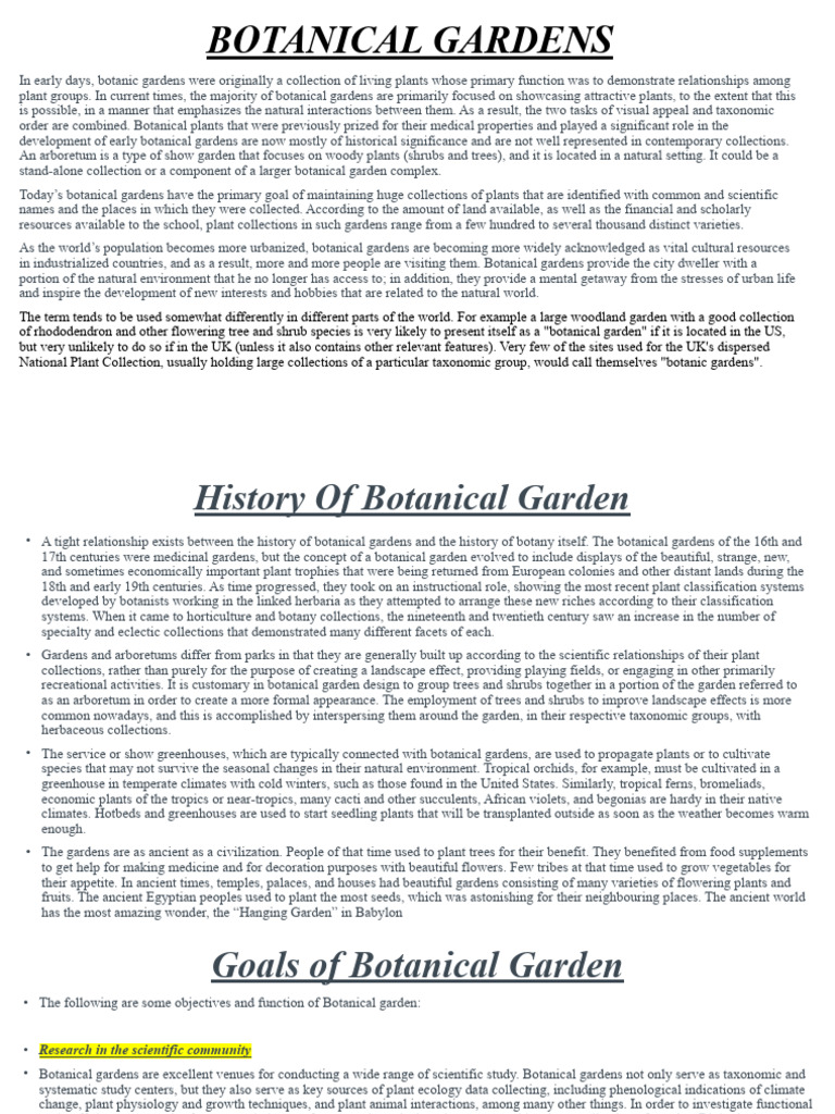 BOTANICAL GARDENS | PDF | Botany | Conservation Biology