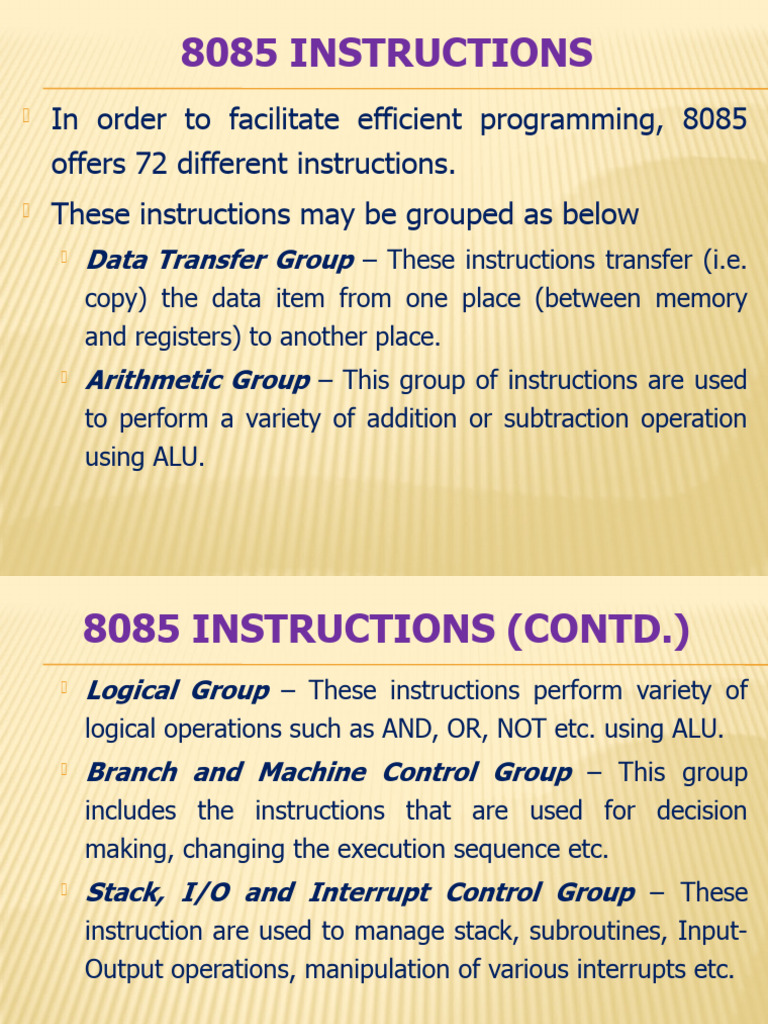 8085 Instruction Set Overview | PDF | Computer Engineering | Computer Science