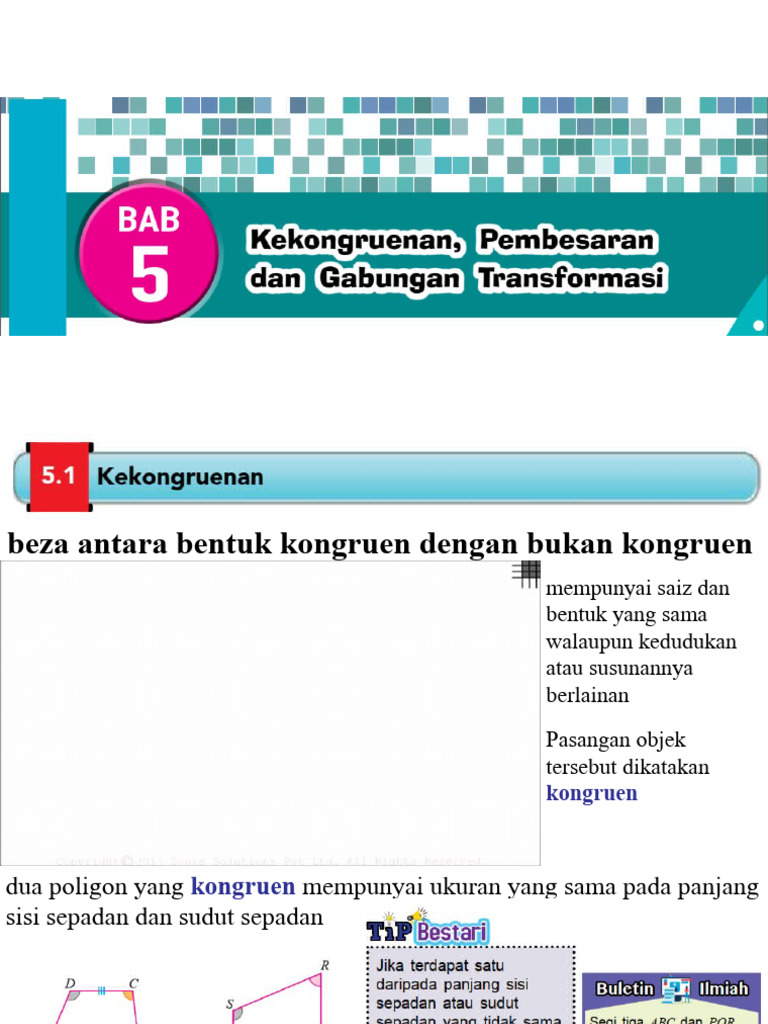 Bab 5 Kekongruenan, Pembesaran Dan Gabungan Transformasi | PDF