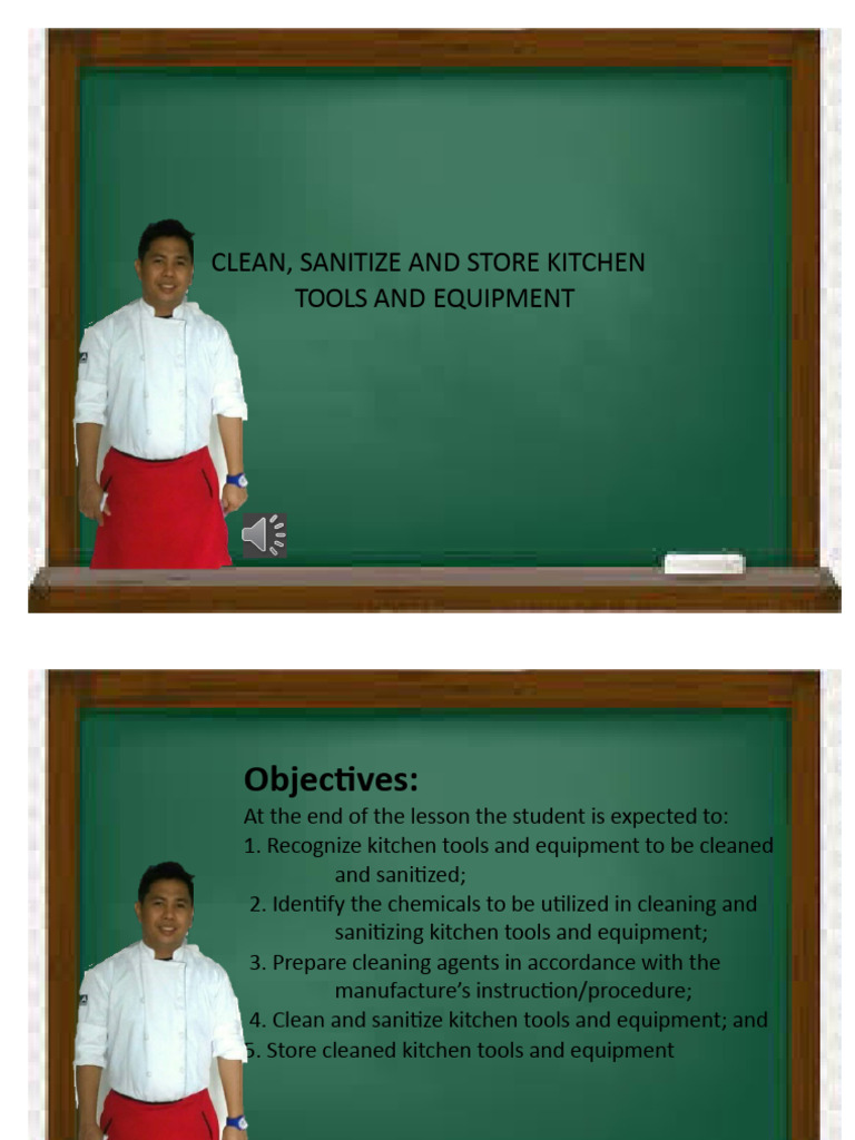 A1 Cleaning, Sanitizing and Store Kitchen Tools and Equipment | PDF ...