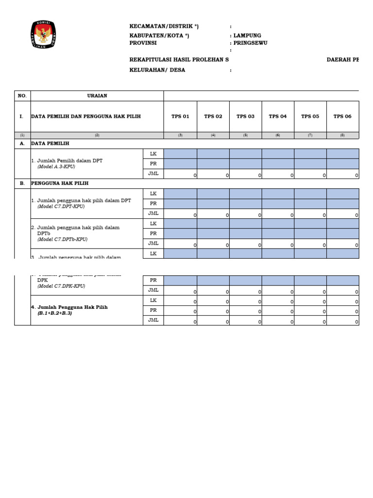 Rekap Hasil Pemilu Pringsewu 2023 | PDF