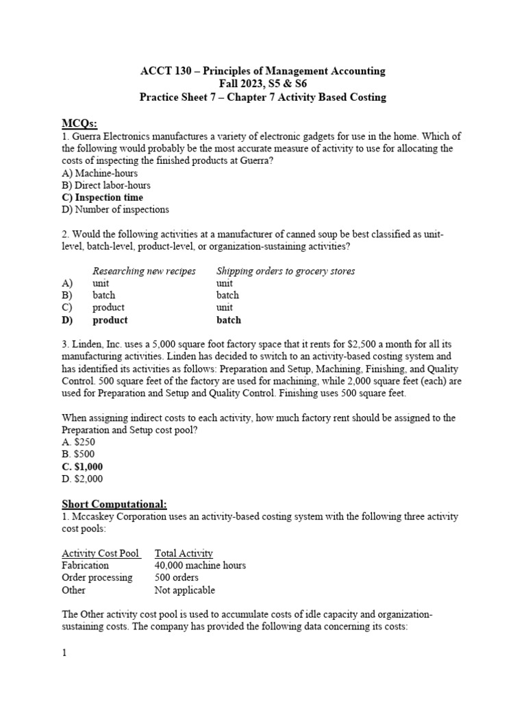Practice Sheet 6 - CH7 Solution (1) | PDF | Economies | Production And Manufacturing