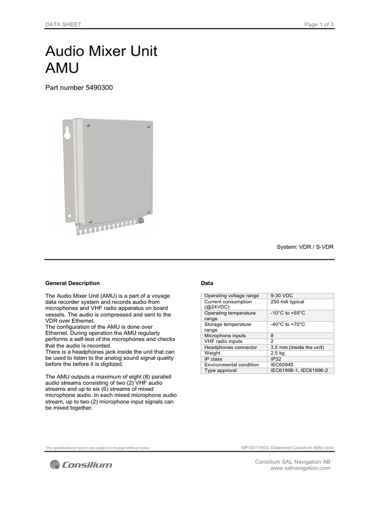 MP12017A03 Datasheet Consilium AMU | PDF | Microphone | Headphones