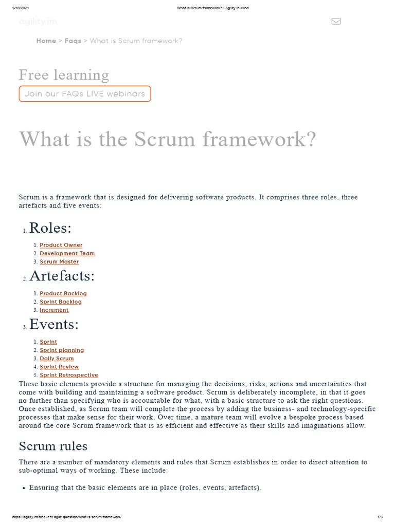 What Is Scrum Framework - Agility in Mind | PDF | Scrum (Software ...