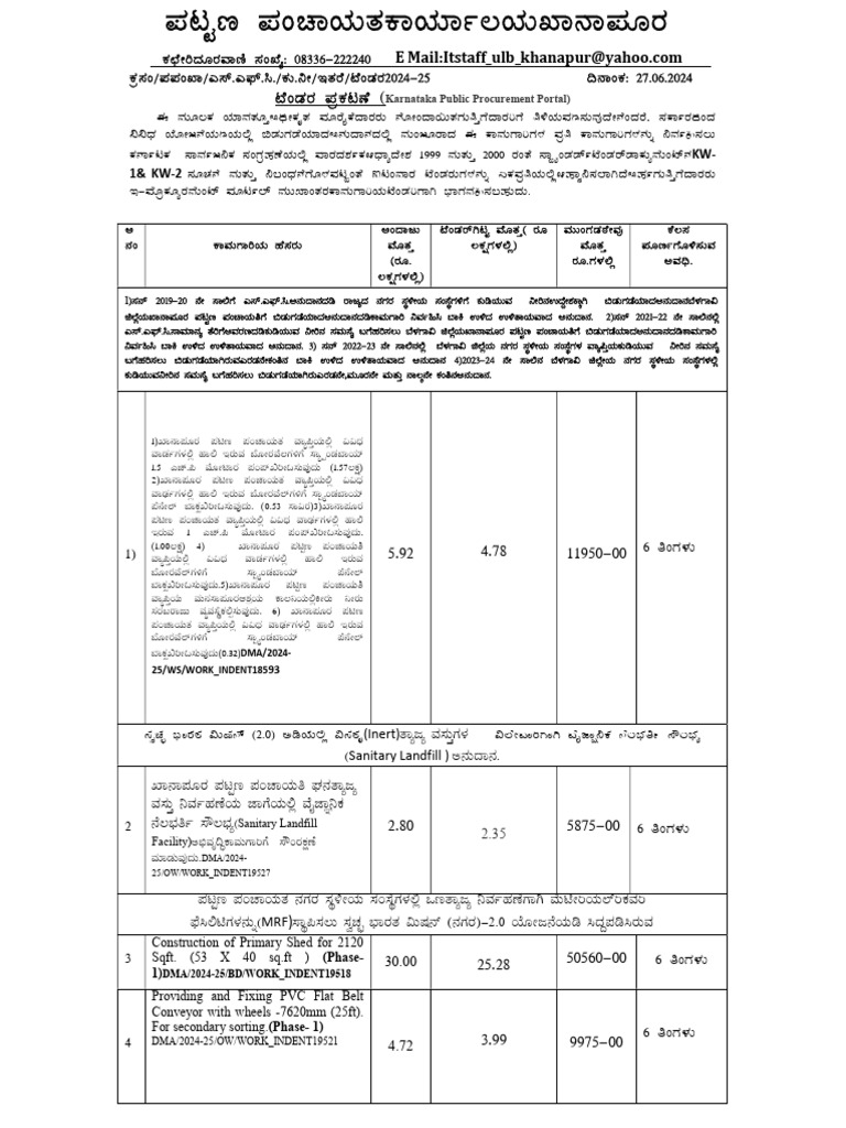 Tender Notification Copy 27.06.2024 Khanapur | PDF | Business