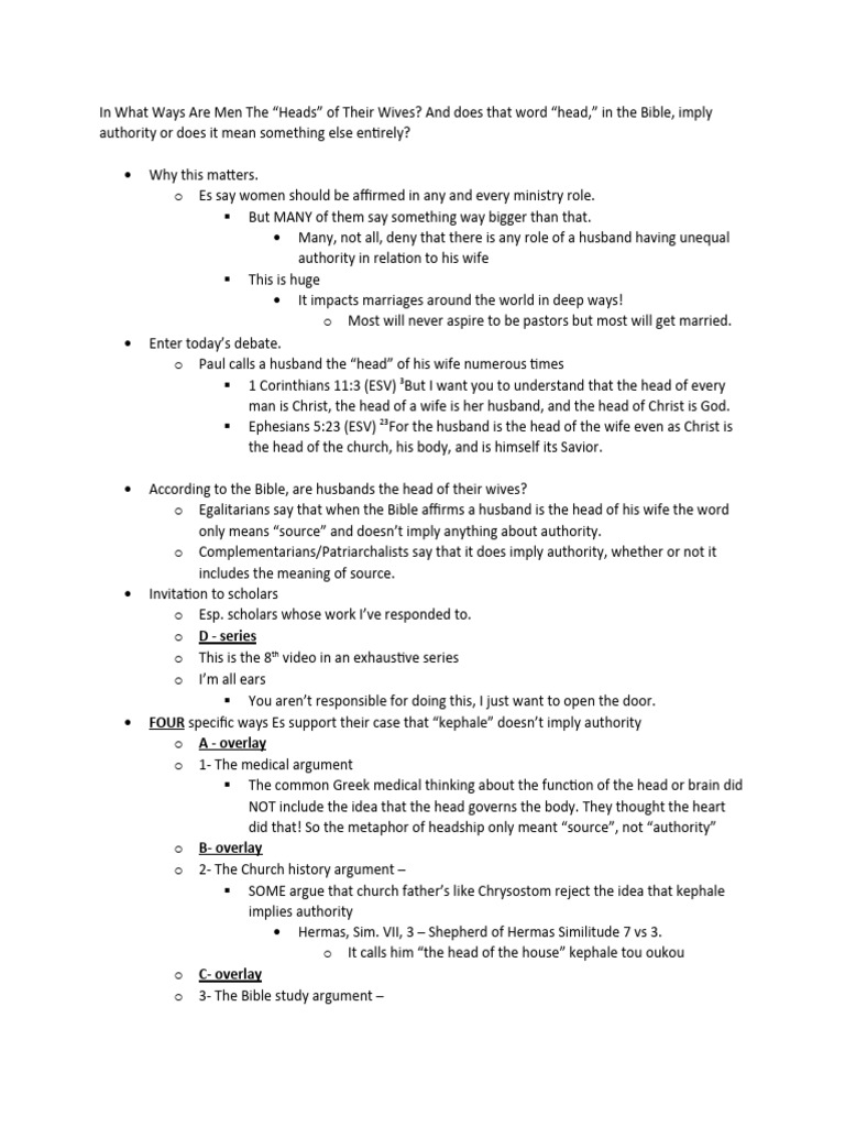 Biblical Headship: Authority or Source? | PDF | Paul The Apostle ...